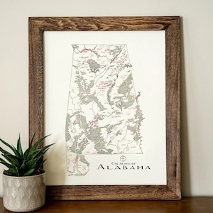 Alabama Map Hand Drawn Fantasy Map for Home Decor - Etsy