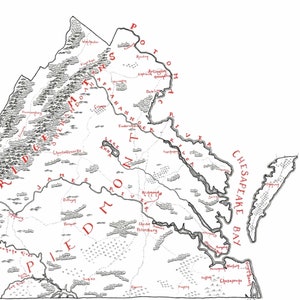 Virginia Map Hand Drawn Fantasy Map for Home Decor - Etsy