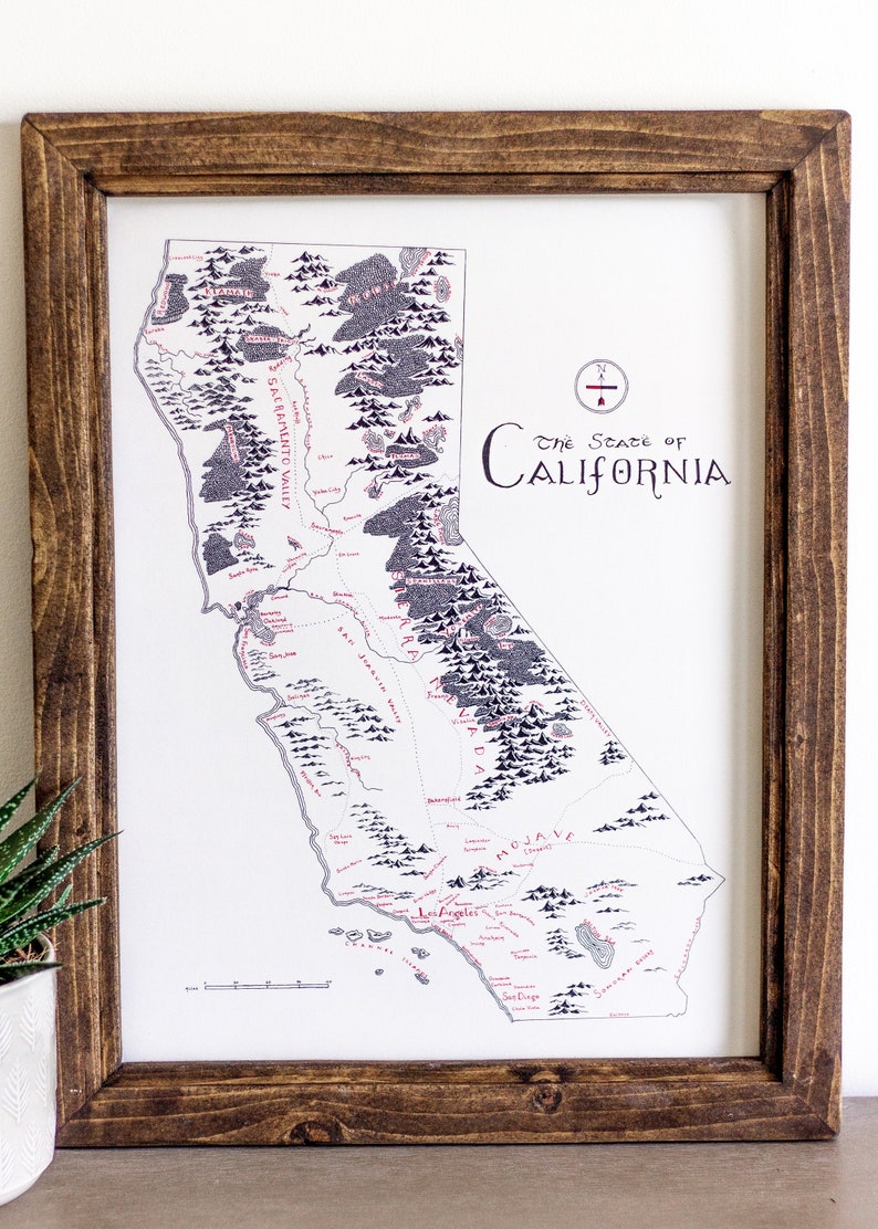 California Hand-drawn Fantasy Map - Etsy