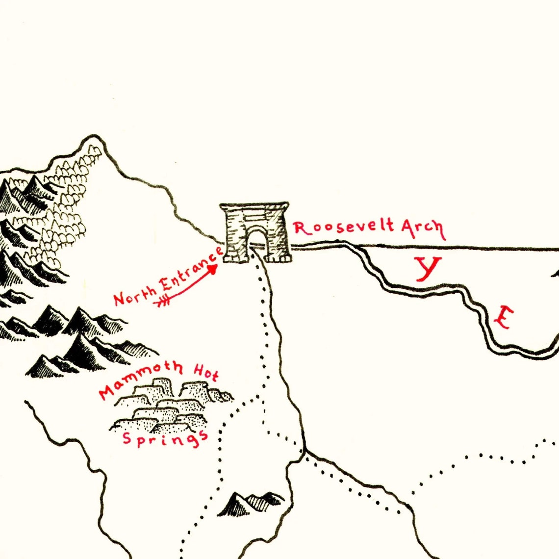 Yellowstone Map Hand Drawn Fantasy Map for Home Decor - Etsy