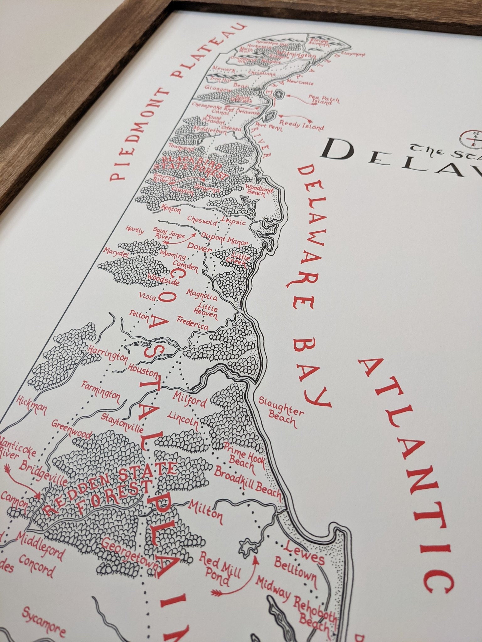 Delaware Map Hand drawn fantasy Map for Home Decor | Etsy
