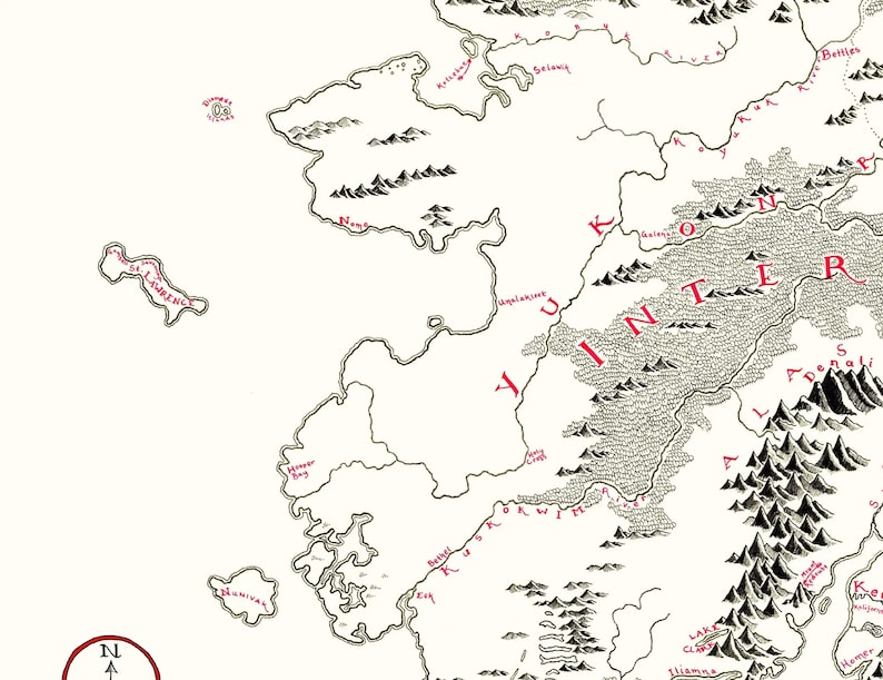 Alaska Map Hand Drawn Fantasy Map for Home Decor - Etsy
