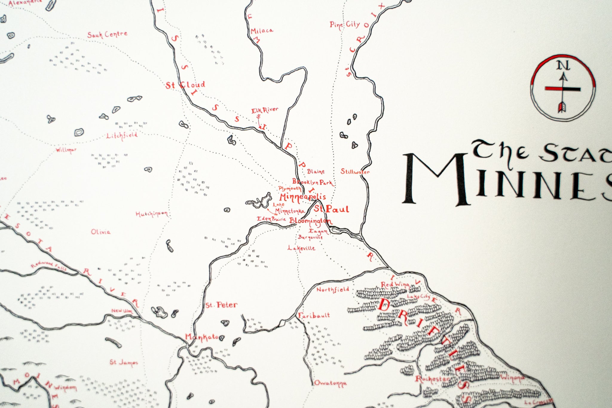 Minnesota Map Hand Drawn Fantasy Map for Home Decor - Etsy