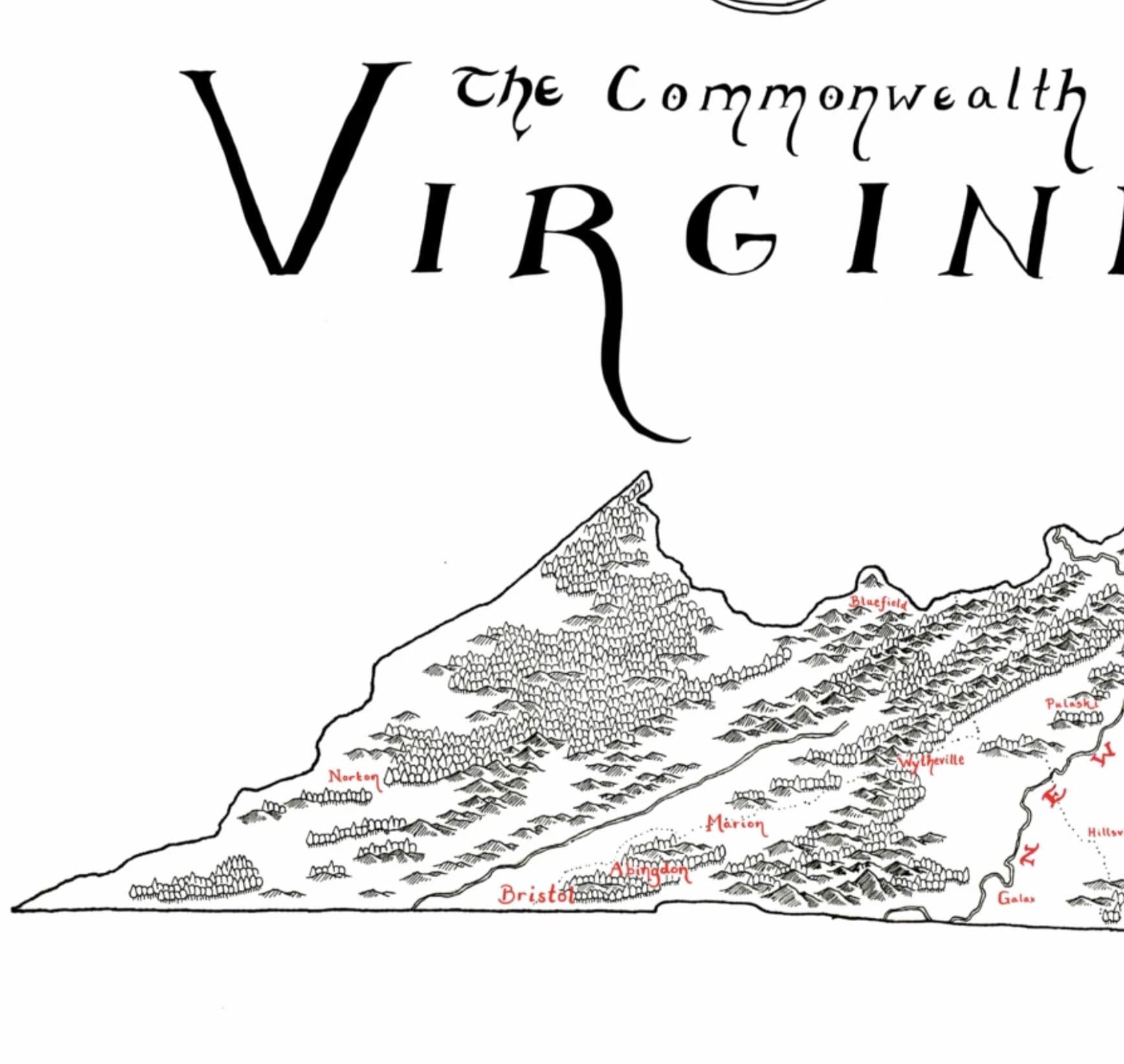 Virginia Map Hand Drawn Fantasy Map for Home Decor - Etsy
