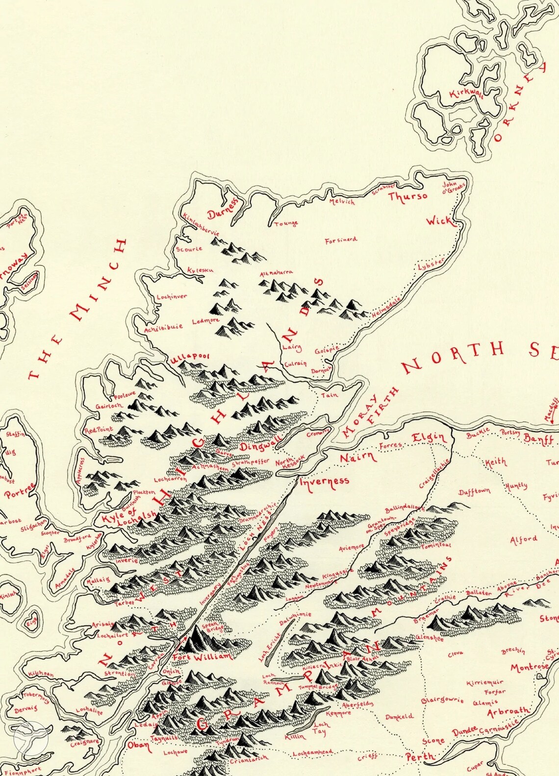 Scotland Map Hand Drawn Fantasy Map for Home Decor - Etsy