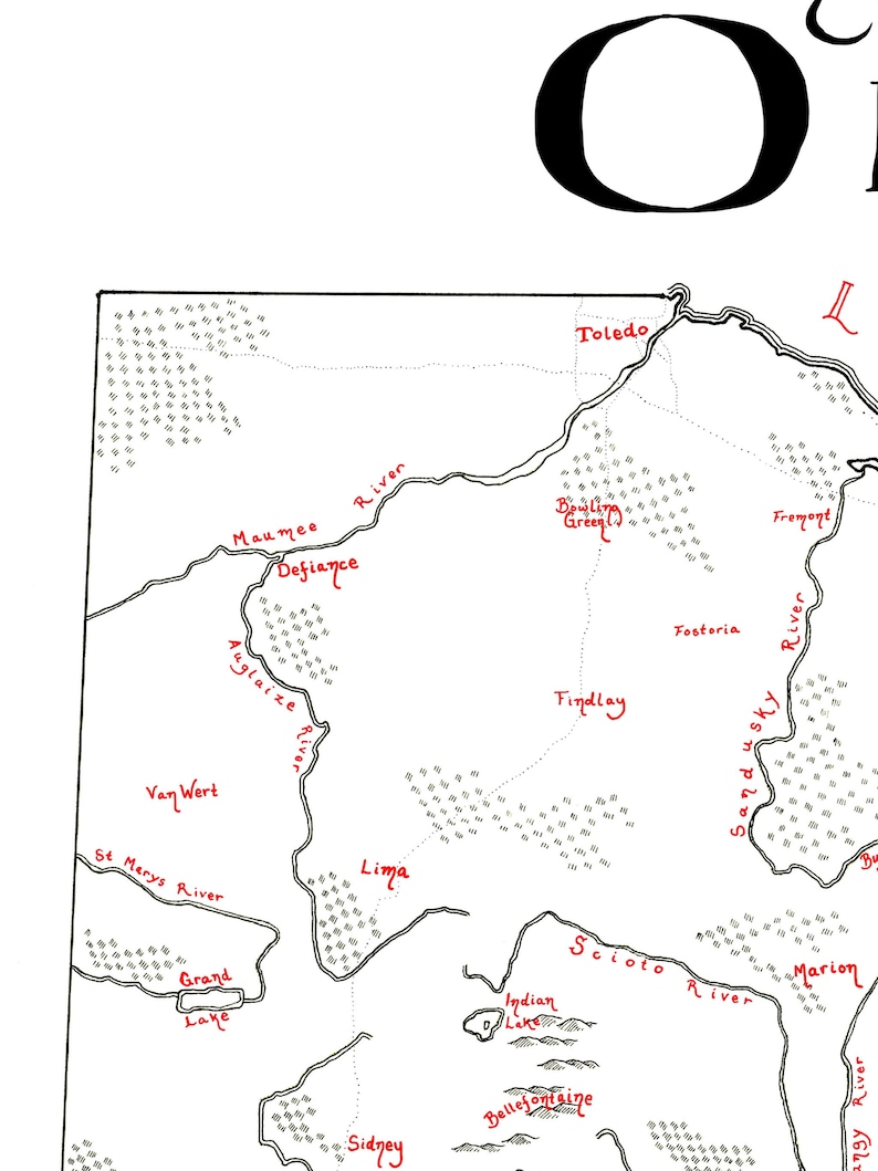 Ohio Map Hand Drawn Fantasy Map for Home Decor - Etsy