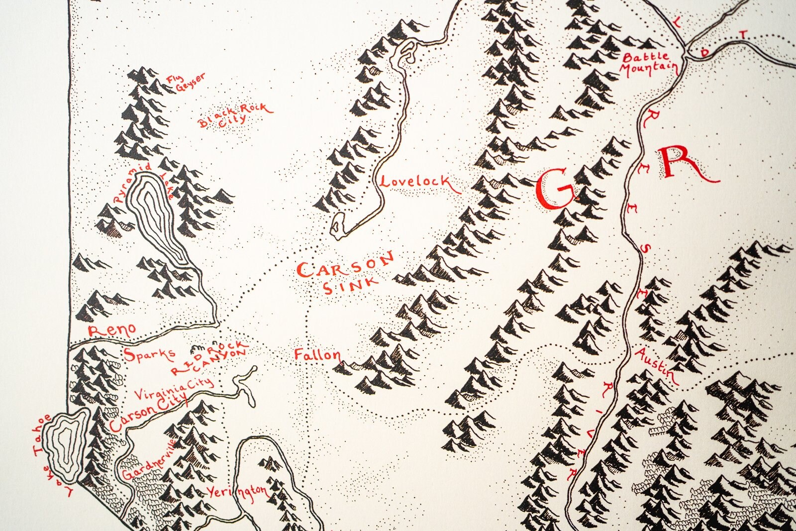 Nevada Map Hand Drawn Fantasy Map for Home Decor - Etsy