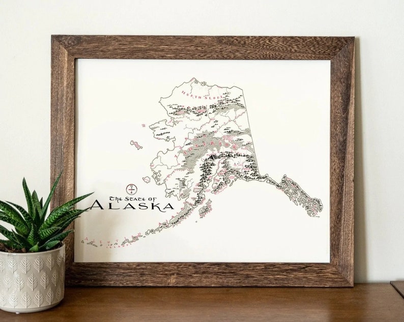 Alaska Map Hand Drawn Fantasy Map for Home Decor - Etsy