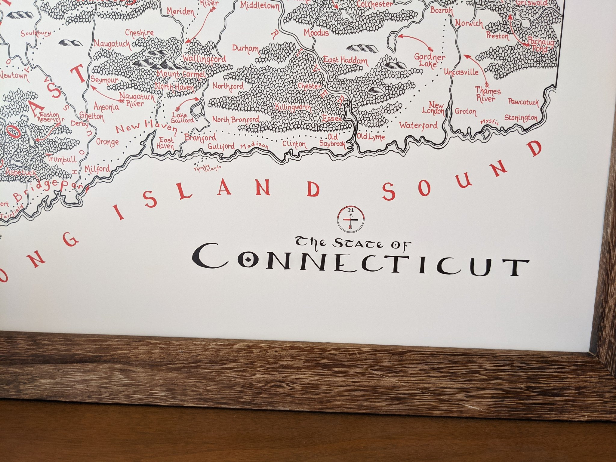 Connecticut Map Hand Drawn Fantasy Map for Home Decor - Etsy