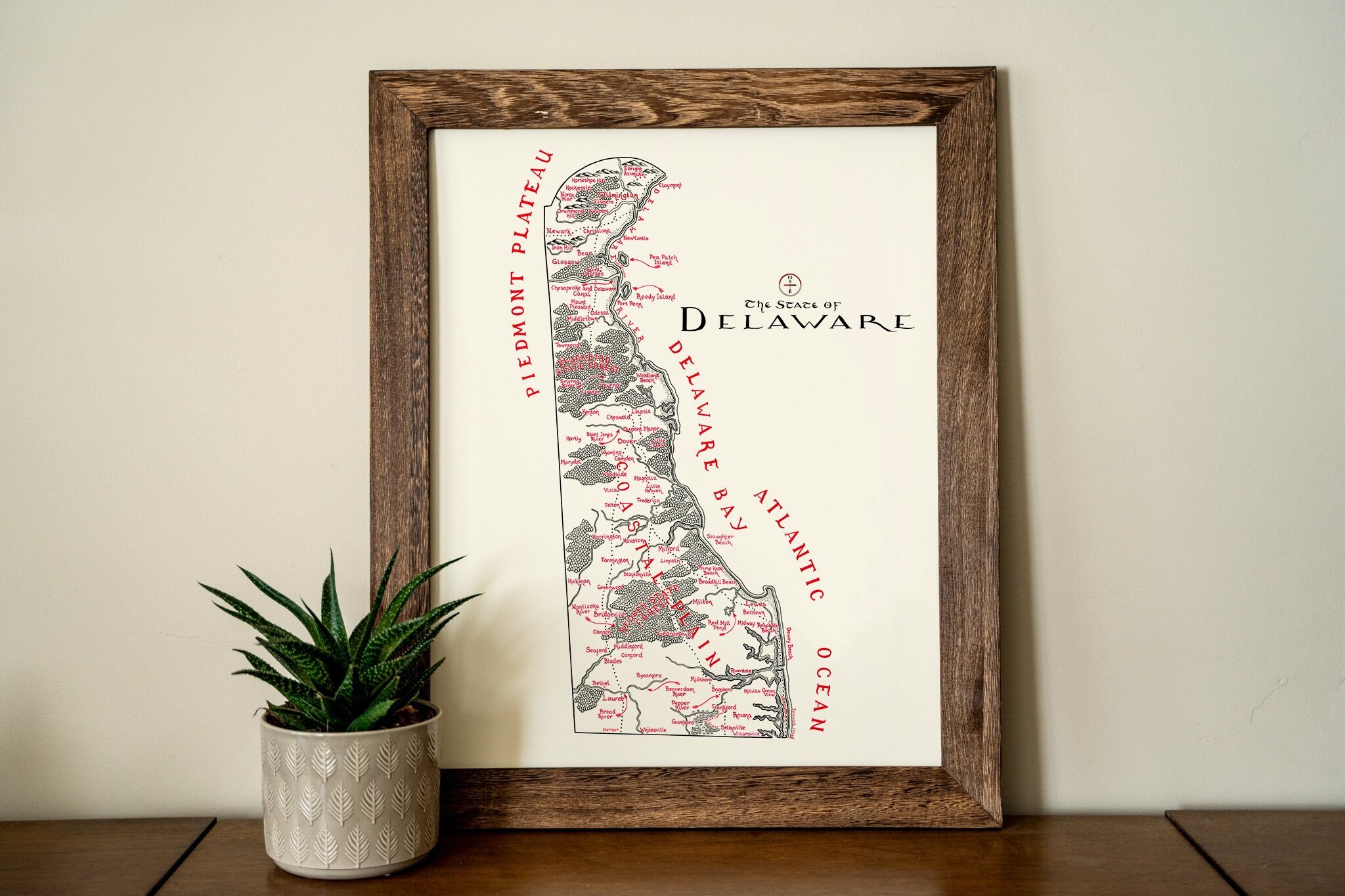 Delaware Map Hand drawn fantasy Map for Home Decor | Etsy