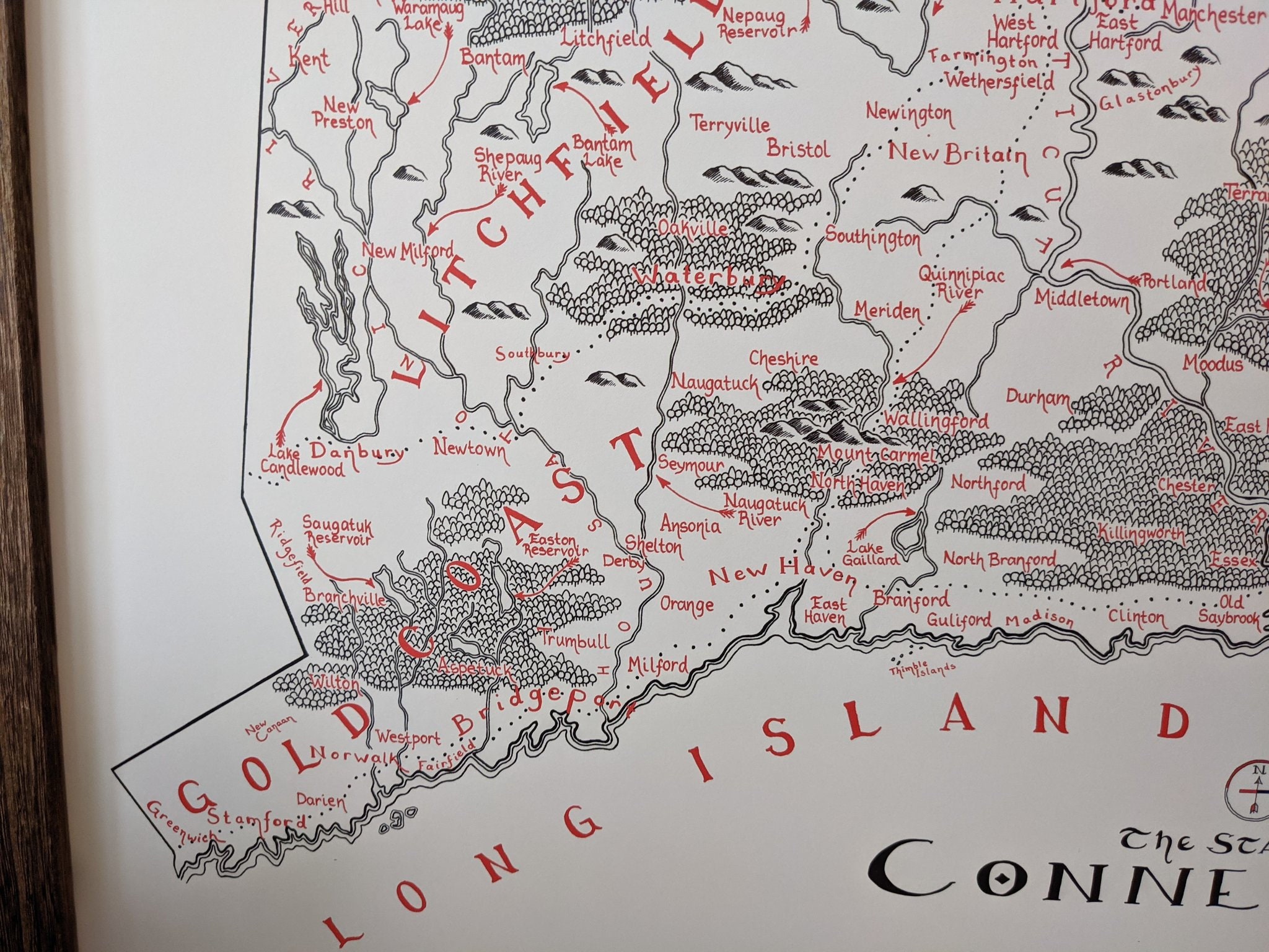 Connecticut Map Hand Drawn Fantasy Map for Home Decor - Etsy