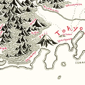 Japan english Map Hand Drawn Fantasy Map for Home Decor - Etsy