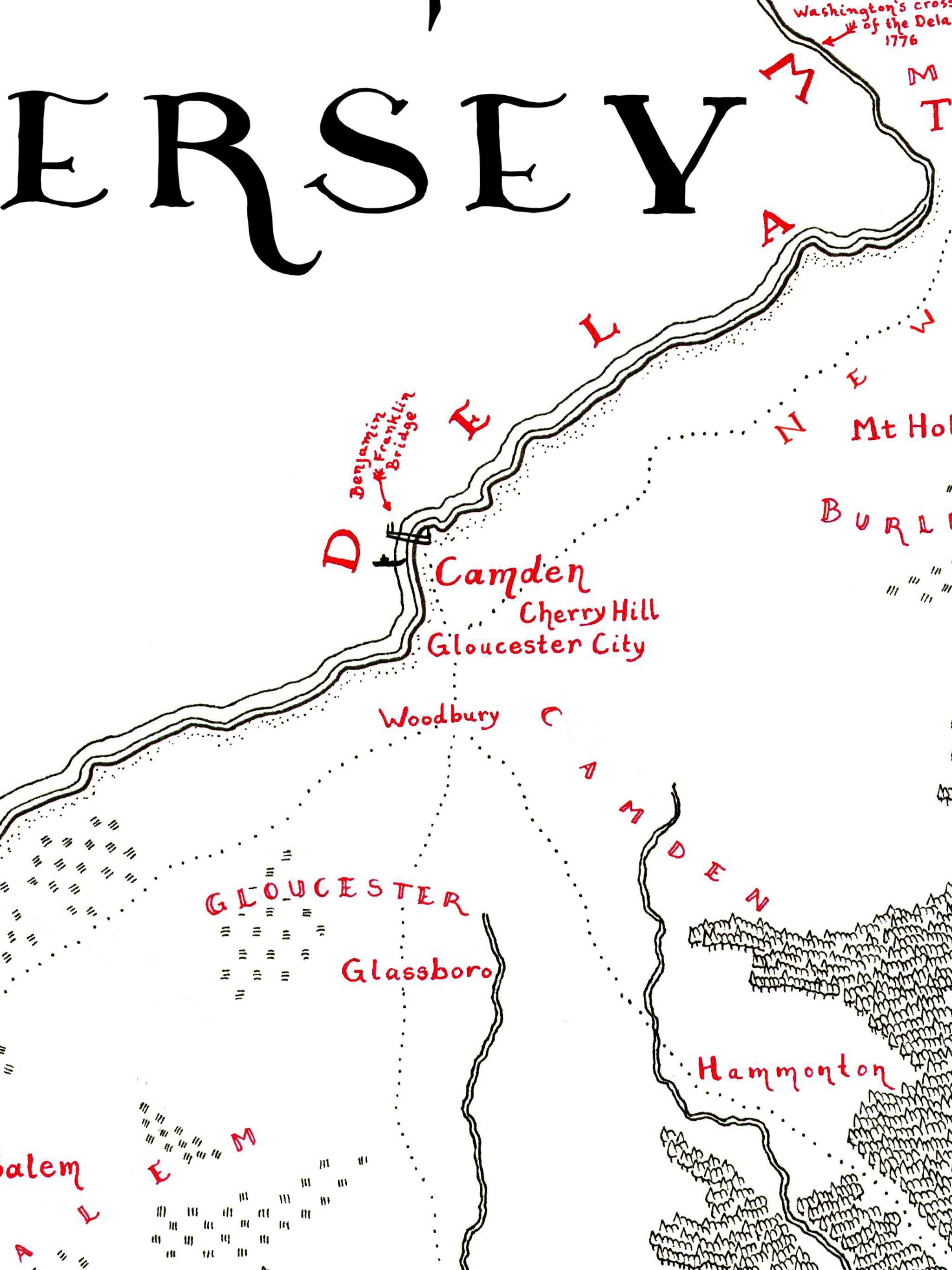 New Jersey Map Hand Drawn Fantasy Map for Home Decor | Etsy