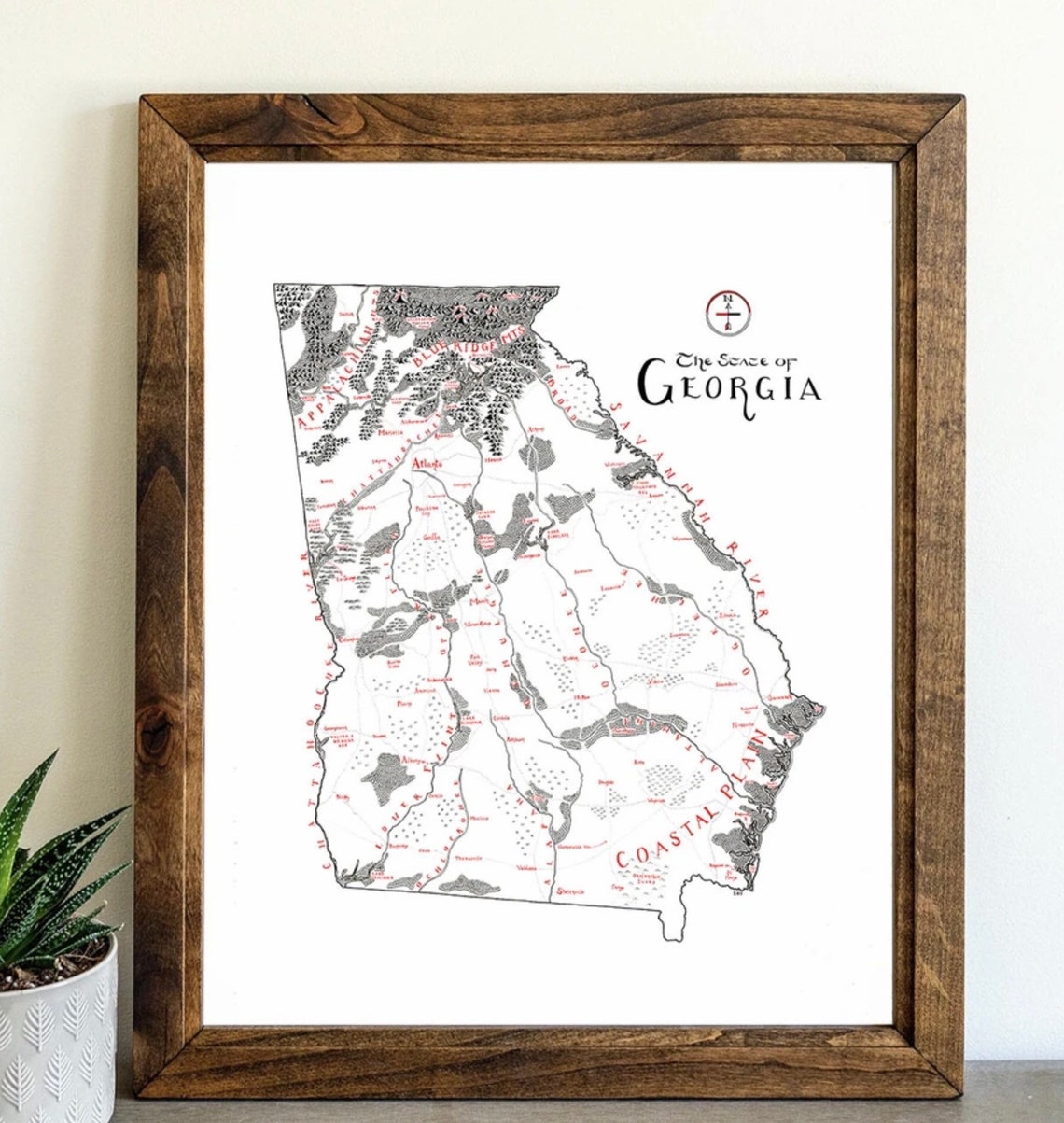 Georgia Map Hand Drawn Fantasy Map for Home Decor - Etsy