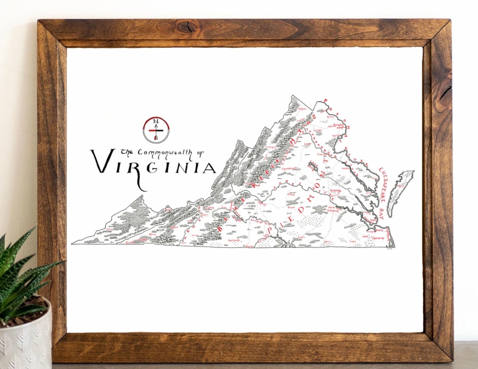 Virginia Map Hand Drawn Fantasy Map for Home Decor | Etsy