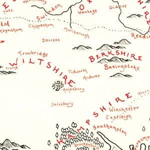 England Map Hand Drawn Fantasy Map for Home Decor - Etsy