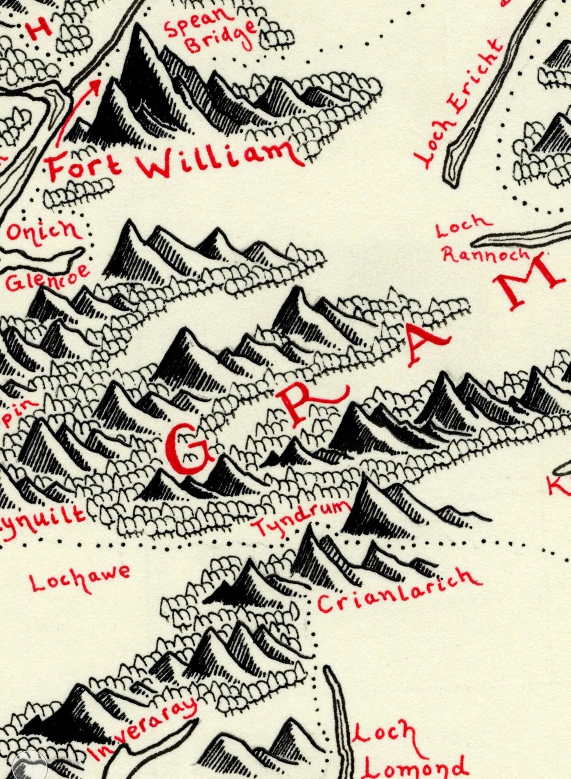 Scotland Map Hand Drawn Fantasy Map for Home Decor - Etsy