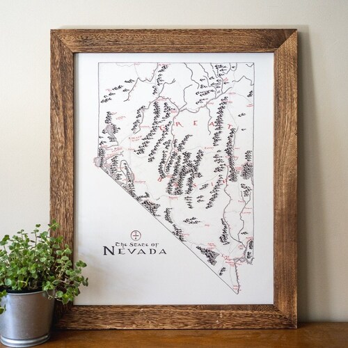 Nevada Map Hand Drawn Fantasy Map for Home Decor - Etsy