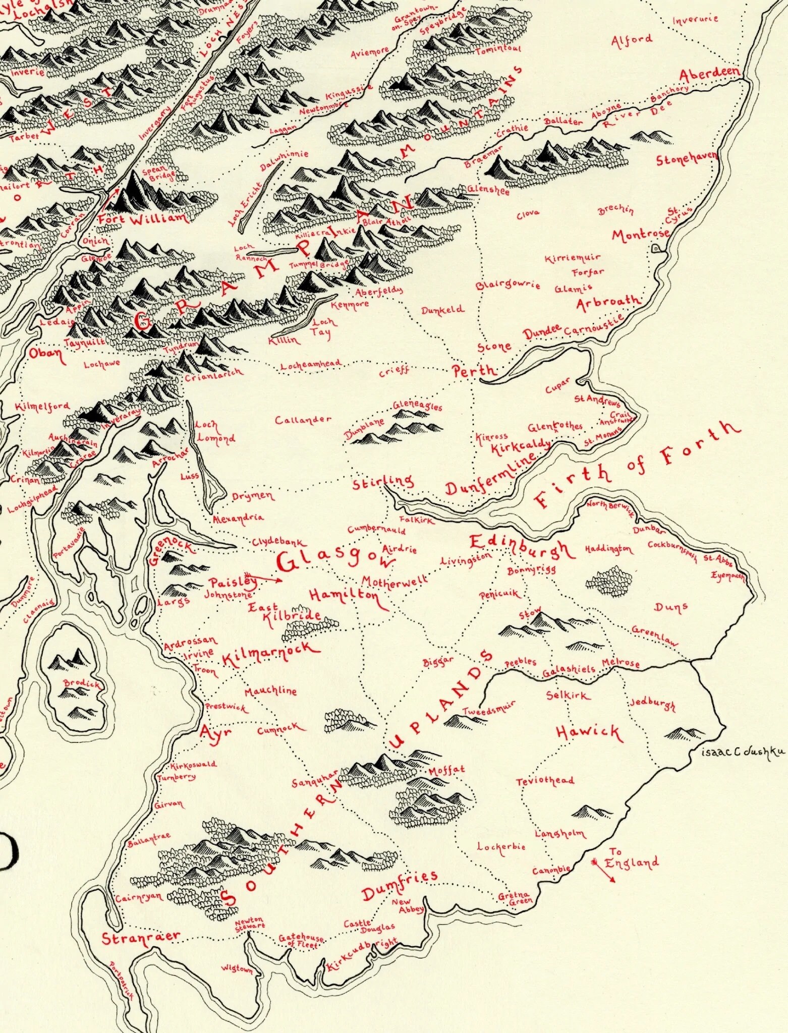 Scotland Map Hand Drawn Fantasy Map for Home Decor - Etsy