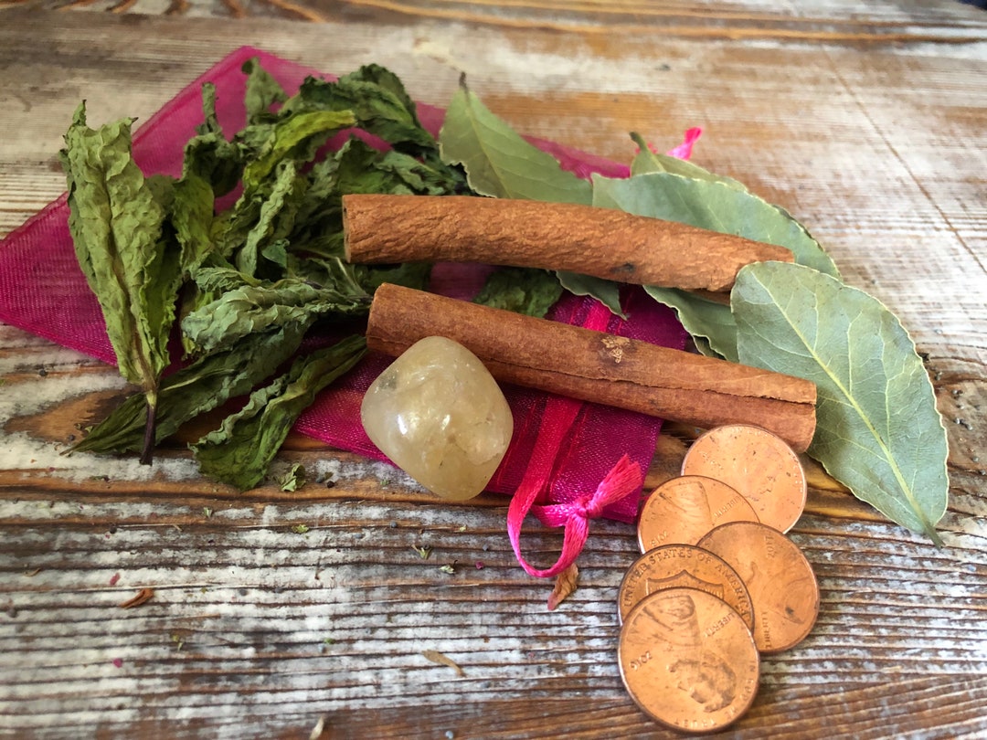 Abundance is Mine Sachet, Herbal Magick, Crystal Magick, Altar Sachet ...