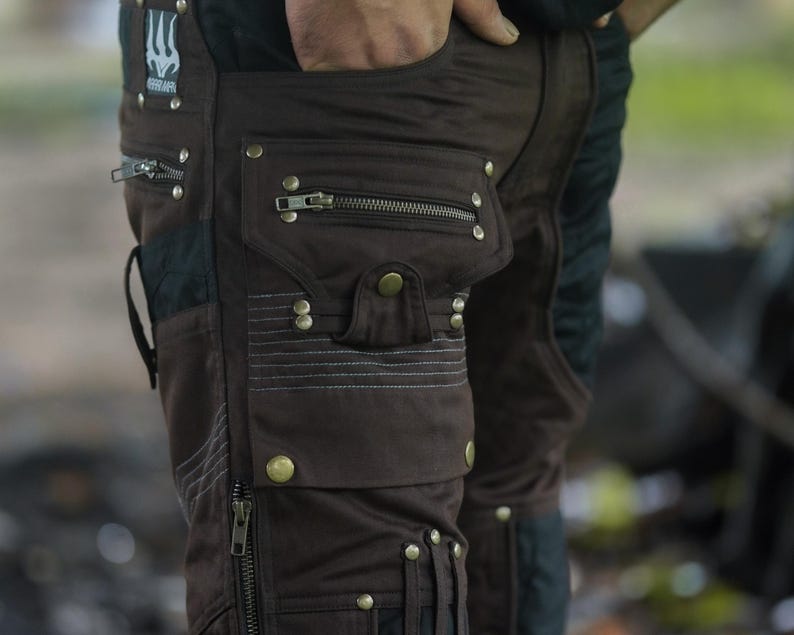 Men's Brown Twill Explorer Trousers: 14+ Pockets, YKK Zips - Etsy