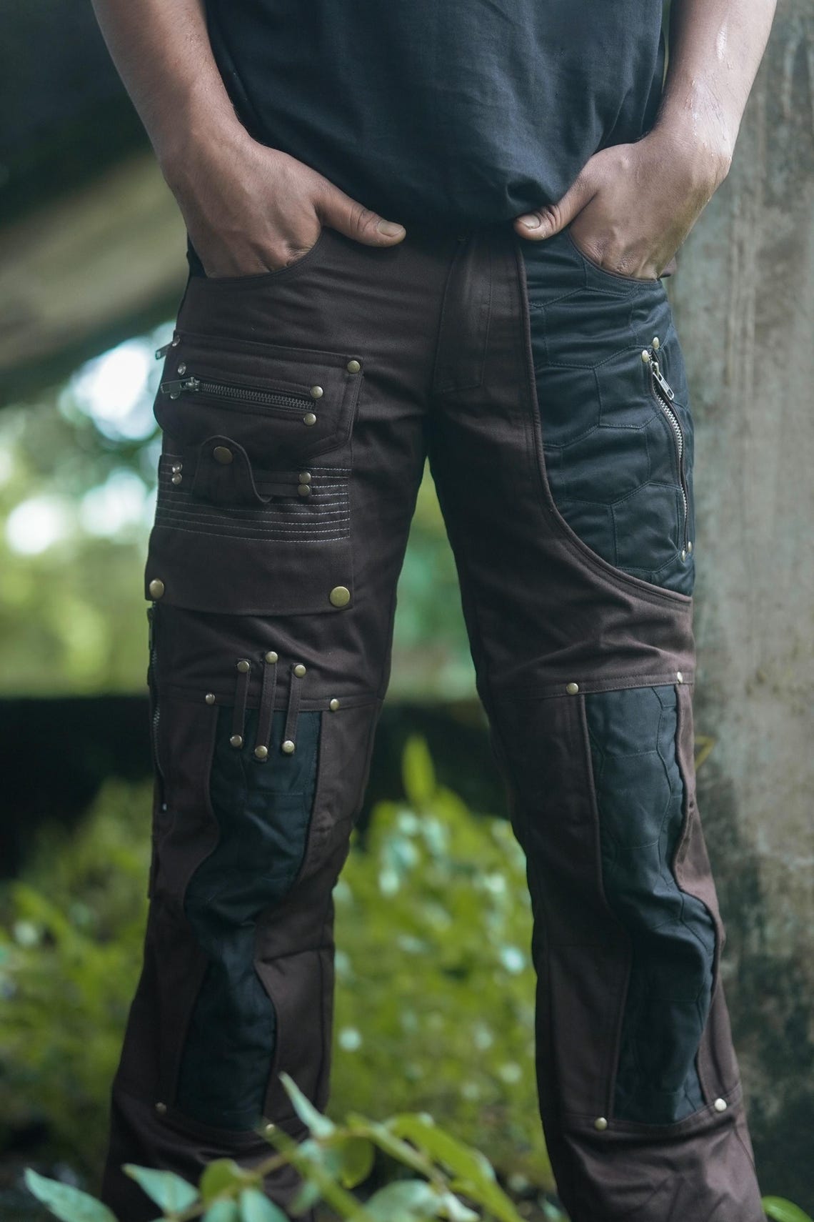 Men's Brown Twill Explorer Trousers: 14+ Pockets, YKK Zips - Etsy