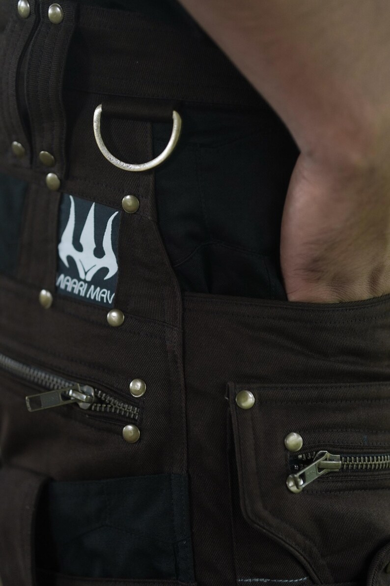 Men's Brown Twill Explorer Trousers: 14+ Pockets, YKK Zips - Etsy