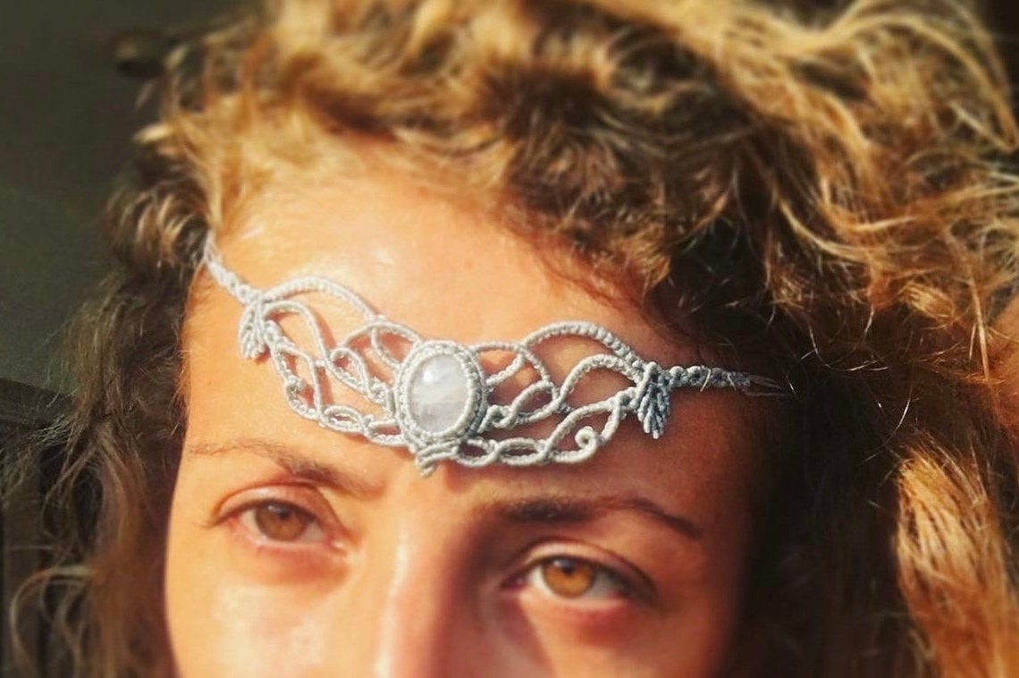 Handmade Macrame Moonstone Crown: Boho Bridal Headpiece - Etsy