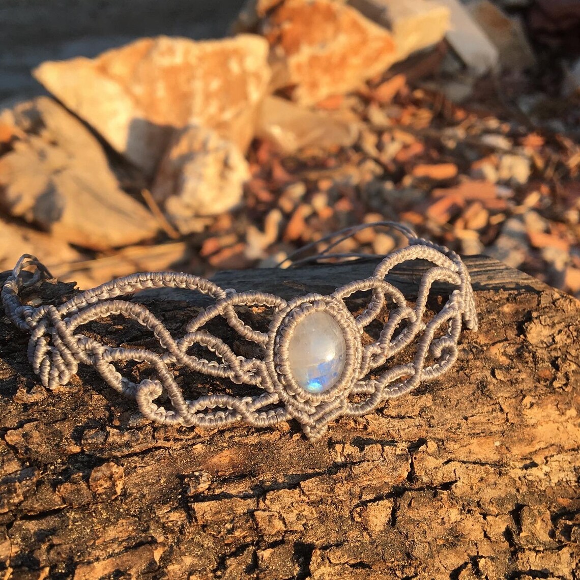 Handmade Macrame Moonstone Crown: Boho Bridal Headpiece - Etsy