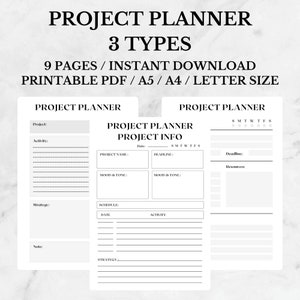 Project Planner Printable Work Planner Kit Task Tracker Productivity Planner Goal Tracker 2023 ...