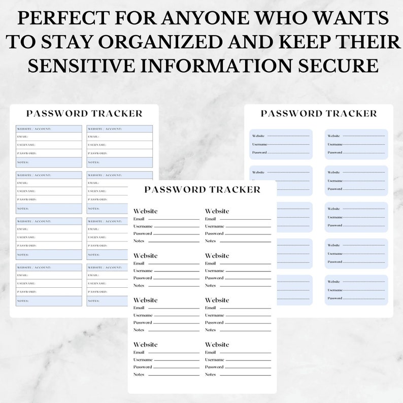 Password Tracker Printable Printable Organizer Password List Journal Password Log Pdf Password