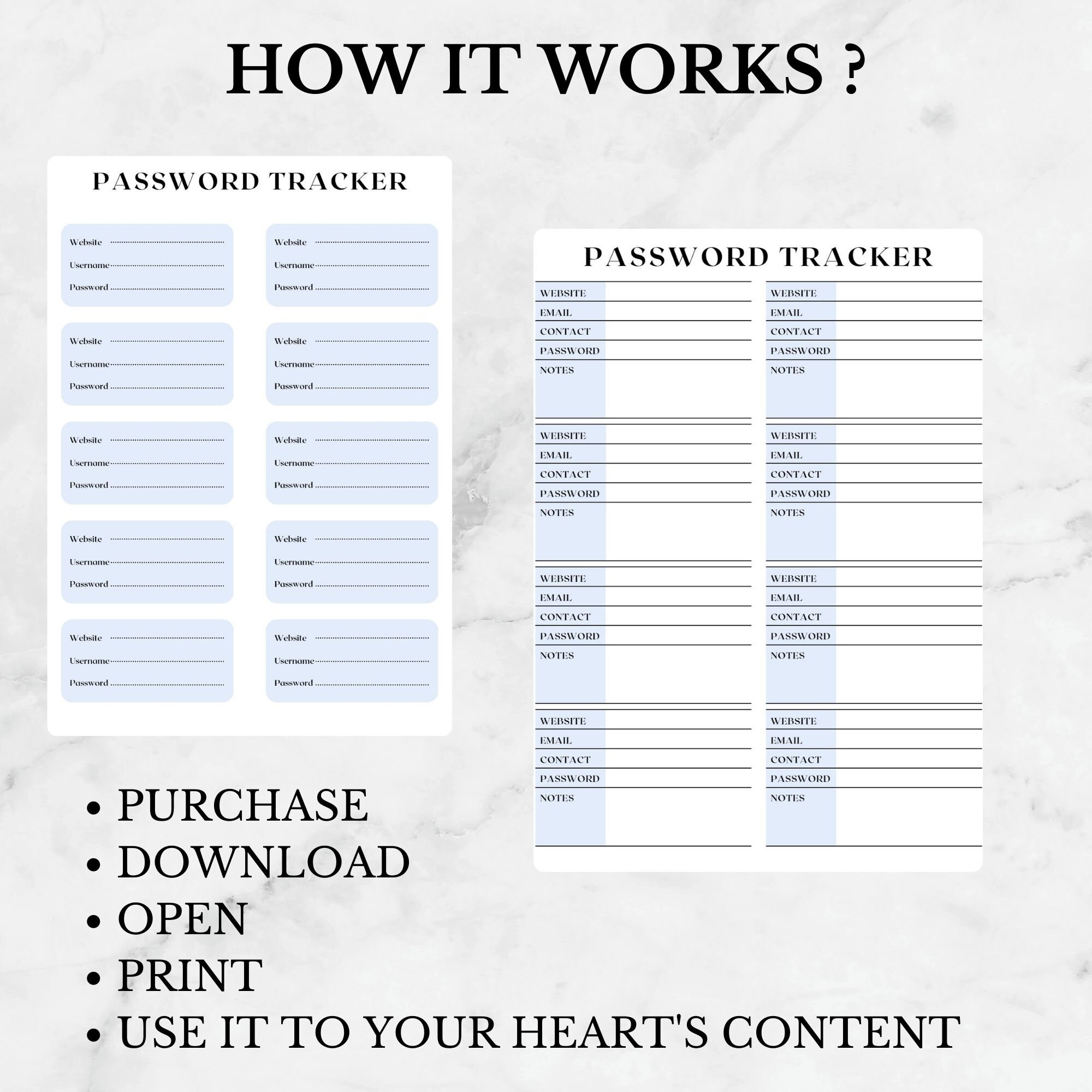 Password Tracker Printable Printable Organizer Password - Etsy UK