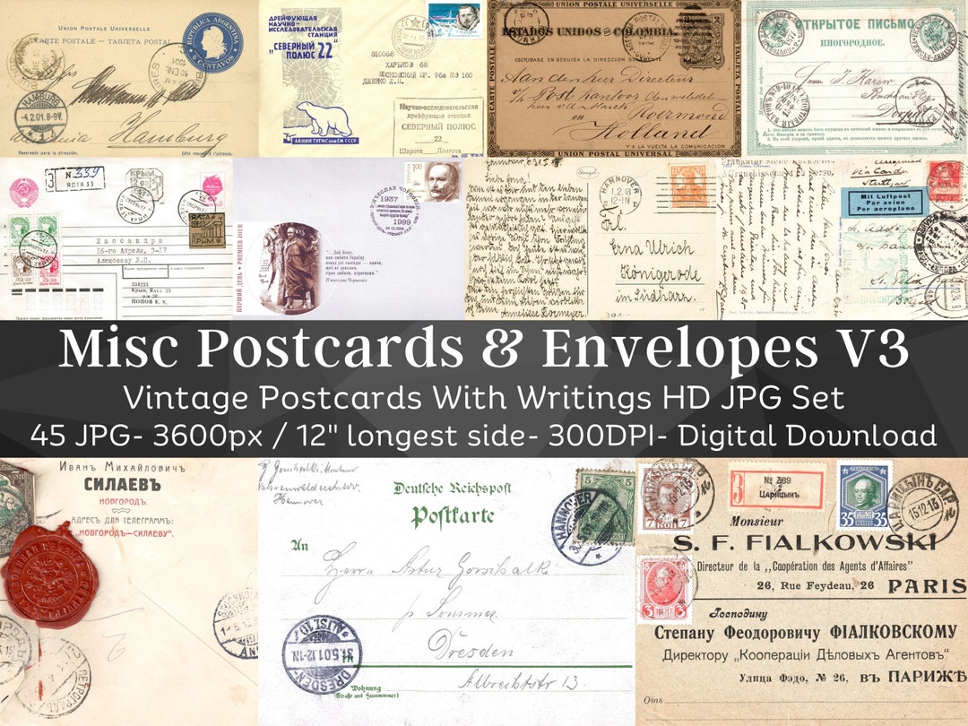 45 Vintage Handwritten Misc Postcards & Envelopes | Retro Paper Bundle ...