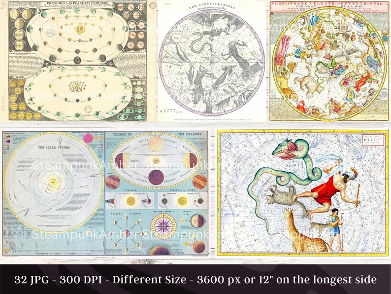 Astrological Star Chart Images | 32 HQ Digital Image Bundle 4 ...