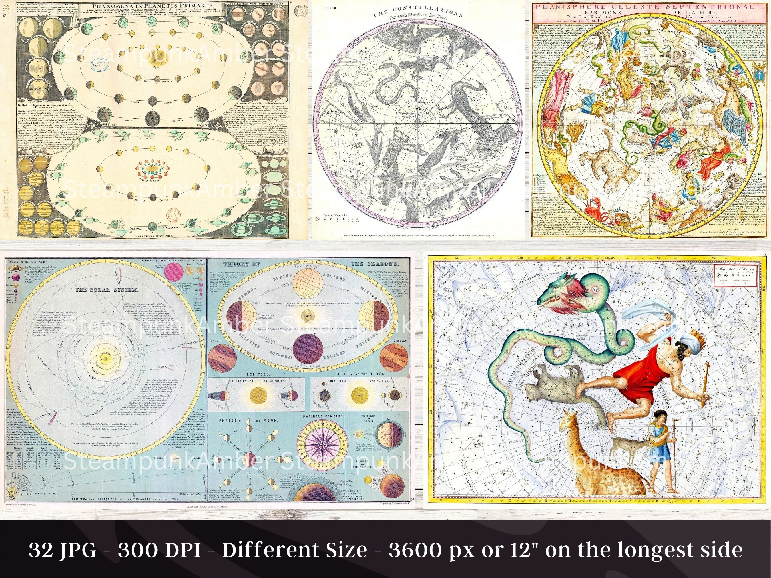 Astrological Star Chart Images | 32 HQ Digital Image Bundle 4 ...