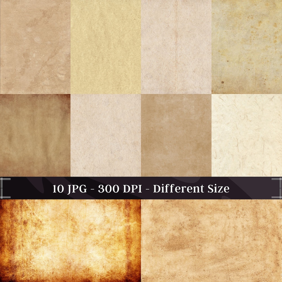 10 Vintage Paper Texture | Photoshop Overlay | Brown Digital Paper ...