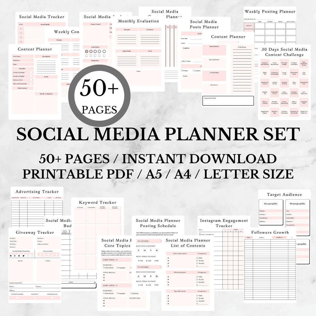 Social Media Planner Printable | Blog Planner Pdf | Social Media ...