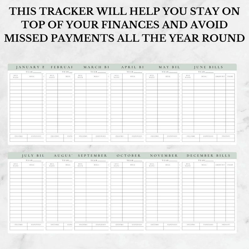 Monthly Bill Tracker Digital Budget Expenses Tracker - Etsy