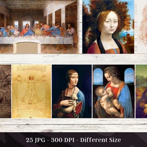 Leonardo Da Vinci Artwork Paintings | 25 HQ Digital Image Bundle ...