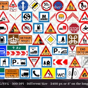 200 Traffic Signs PNG & SVG Set 2 | Individual Street Signs Clipart ...
