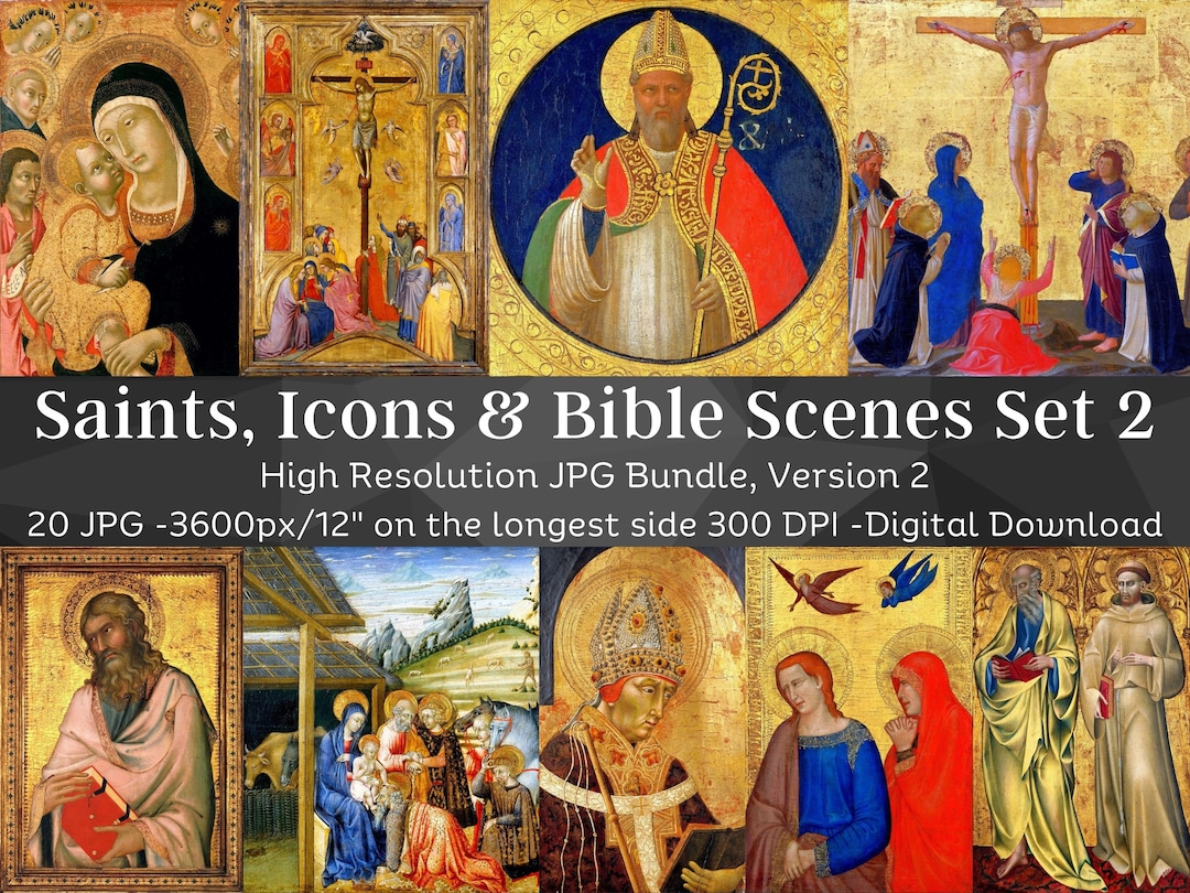 Images of Gold Icons of Saints | Religious Bible Scenes Set 2| Medieval ...