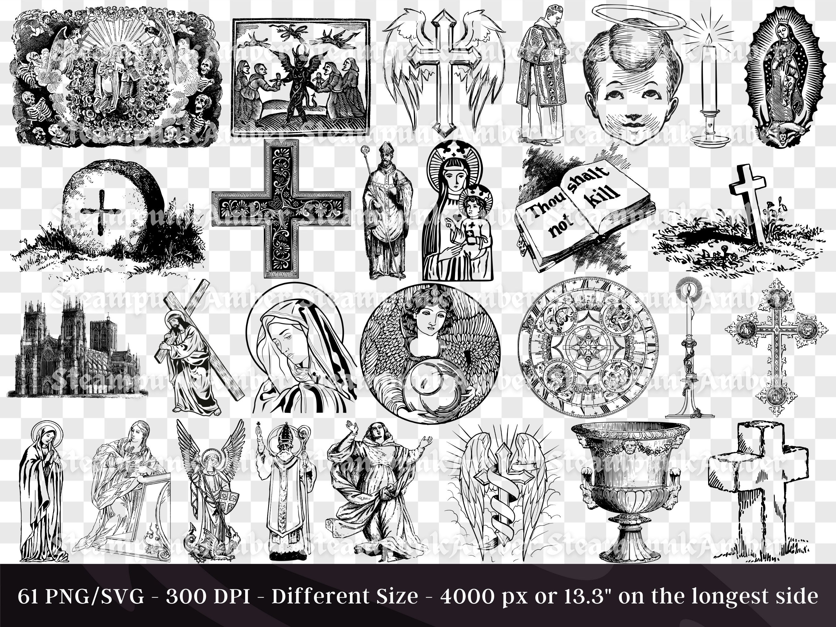 Religious Faith Catholic Clipart 61 PNG & SVG Bundle | Jesus Mary Angel ...