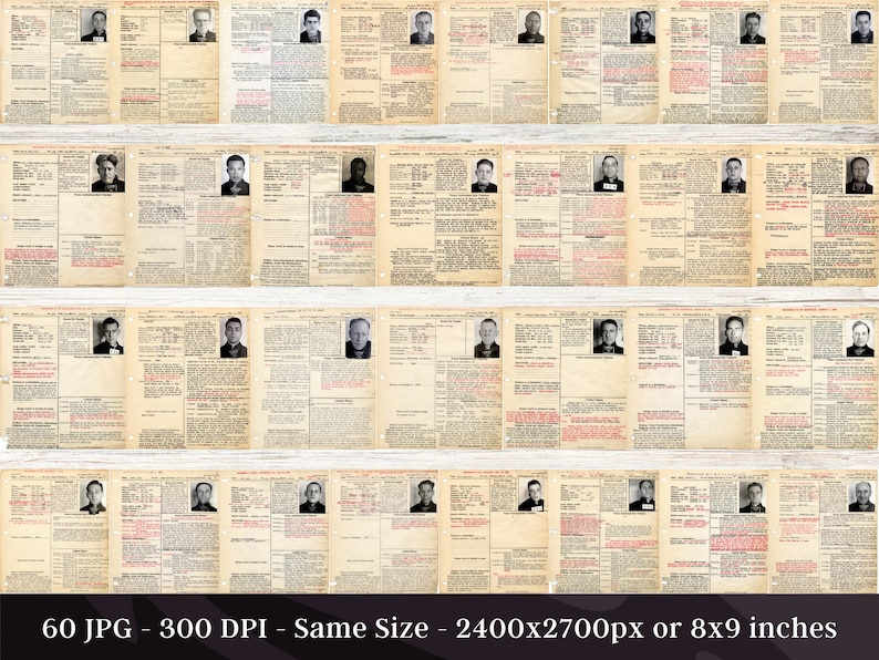 60 Vintage Alcatraz Inmate Prison Records With Mugshots HD Image V2 ...