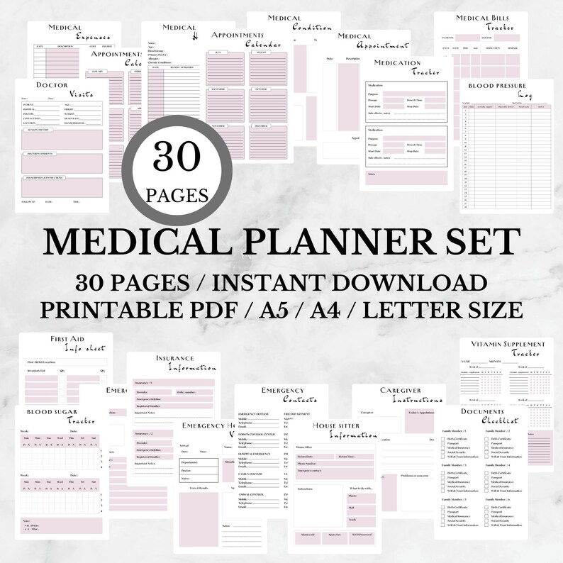 Medical Planner Printable Medication Tracker PDF Family Health Folder ...