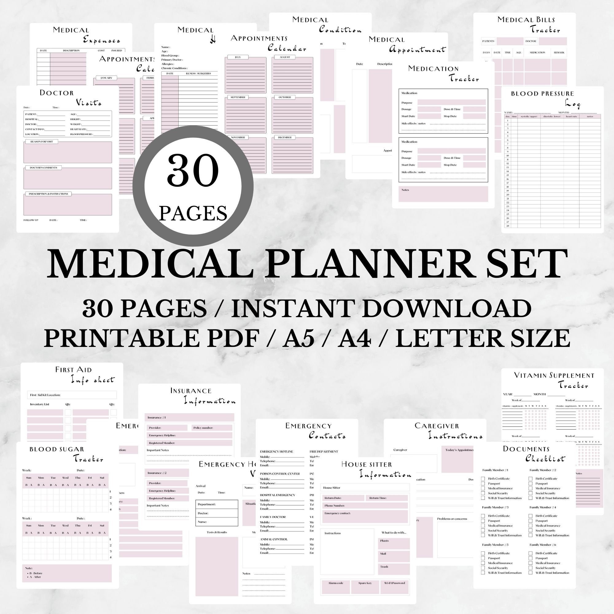 Medical Planner Printable Medication Tracker PDF Family Health Folder ...