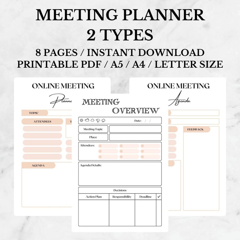Meeting Planner Printable Digital Meeting Planner Pdf - Etsy