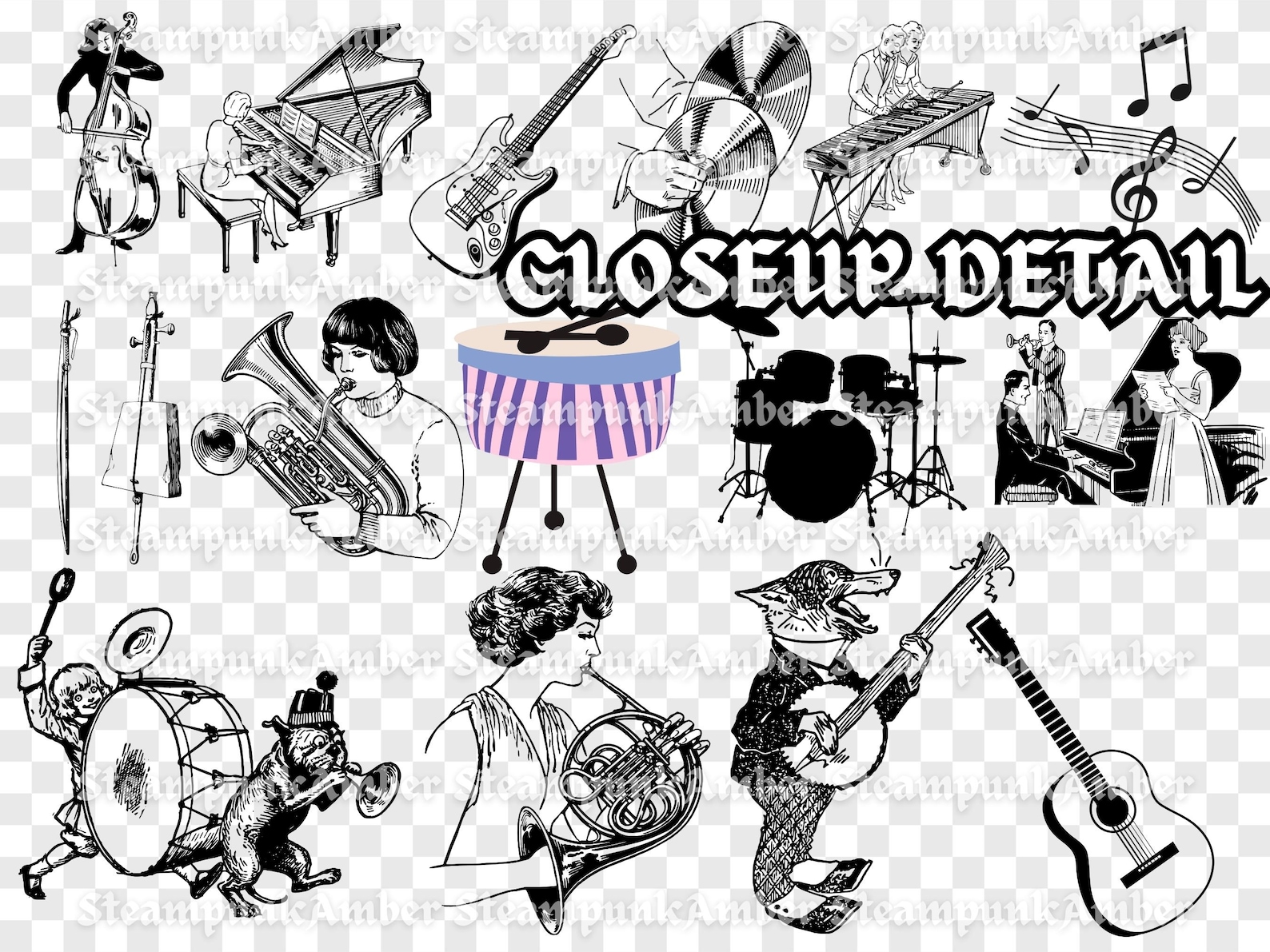 Musical Instruments Clipart Set 115 PNG SVG | Orchestra Clip Art Bundle ...