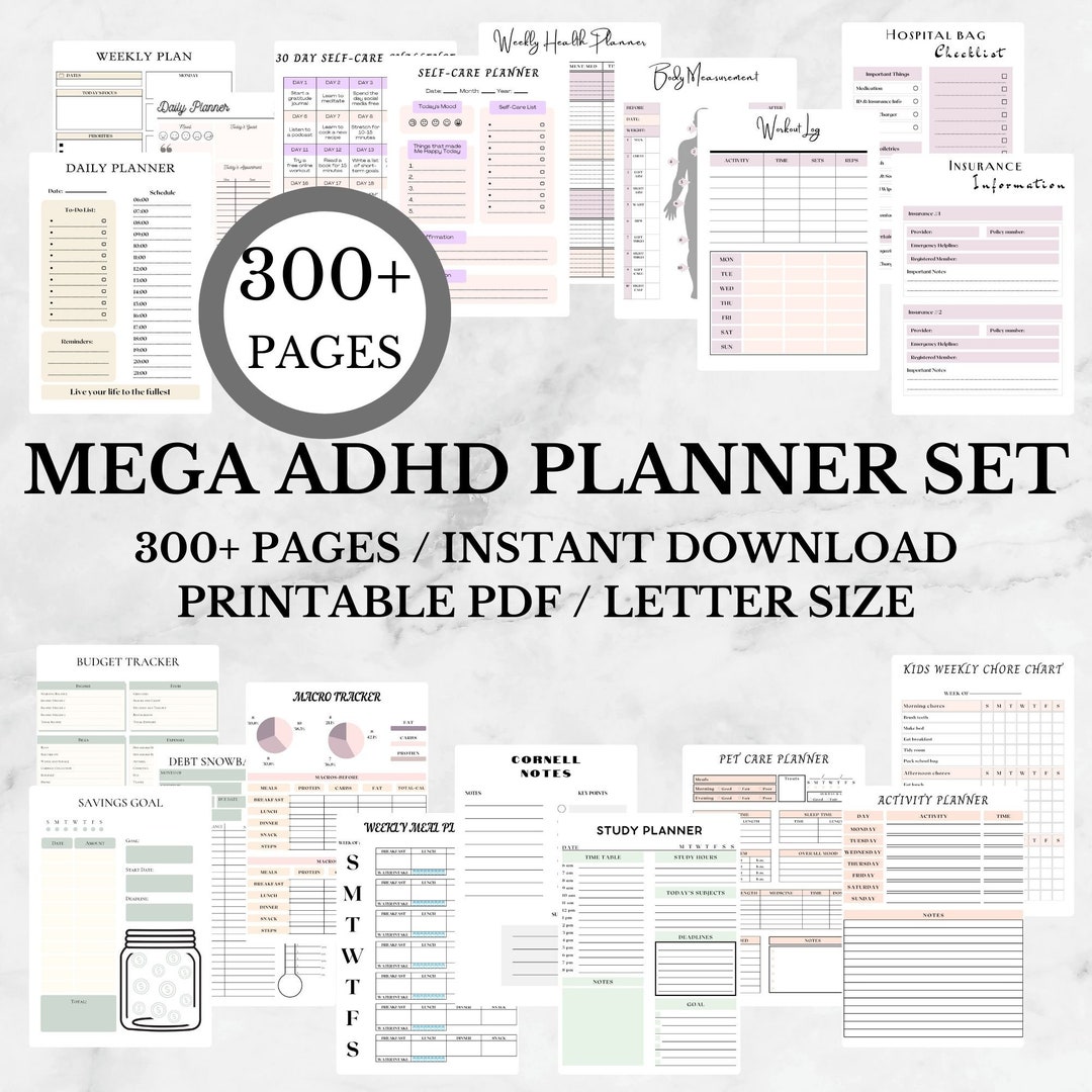 Printable ADHD Planner 2023 | ADHD Bundle | Ultimate Life Organizer ...