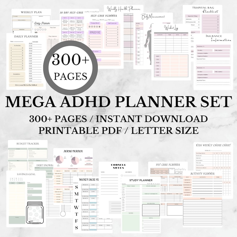 Printable ADHD Planner 2023 ADHD Bundle Ultimate Life Organizer Adhd ...