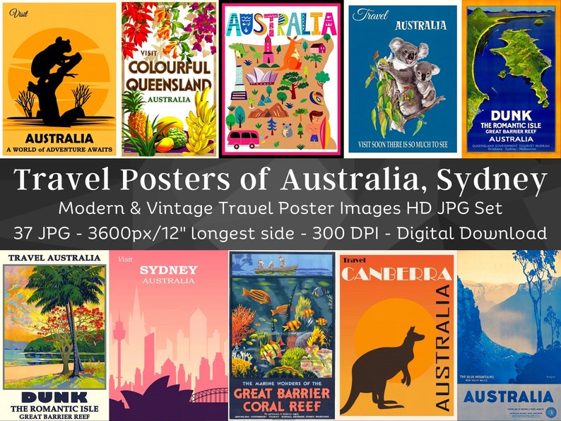 Travel Posters of Australia Sydney 37 HQ JPG Digital Image Bundle ...